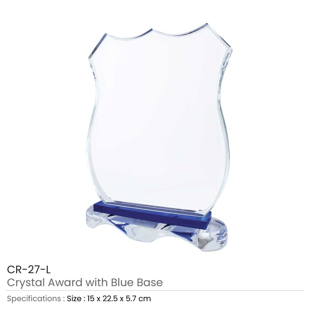 Crystal Awards with Blue Base and Box | Promotional Gifts Suppliers