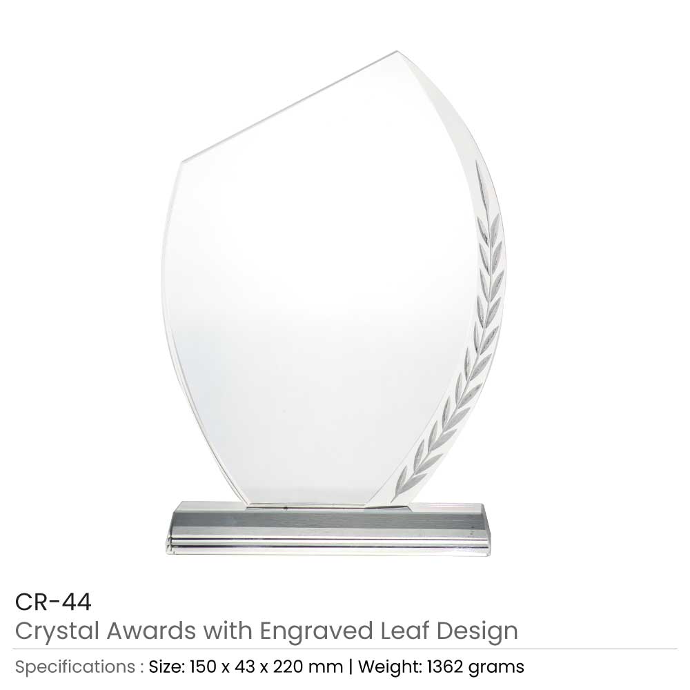 Engraved Leaf Crystal Awards | Promotional Gifts Suppliers