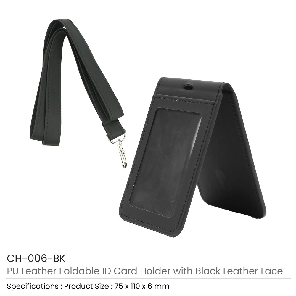 PU Leather Foldable ID Card Holder with Lace & Hook | Promotional Gifts ...