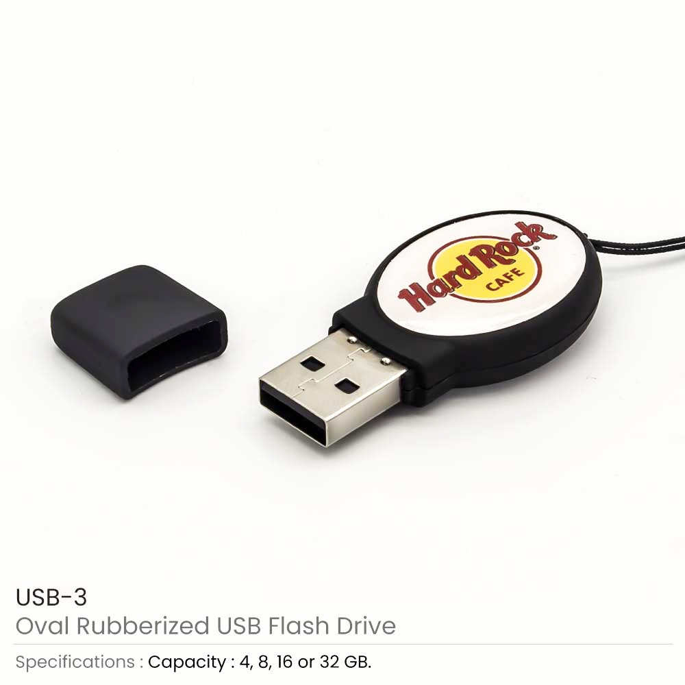 Oval Black Rubberized USB | Promotional Gifts Suppliers