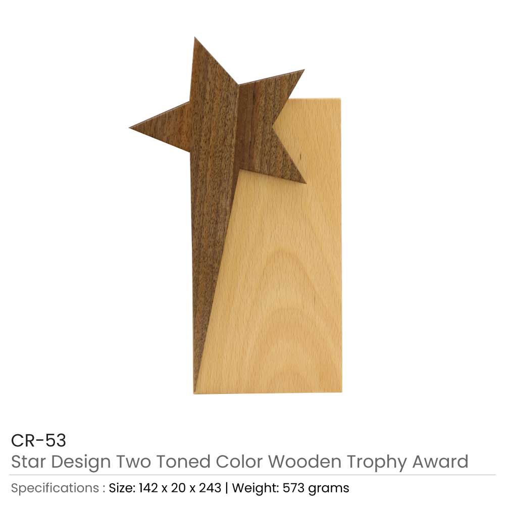 Star Design Wooden Trophy | Promotional Gifts Suppliers