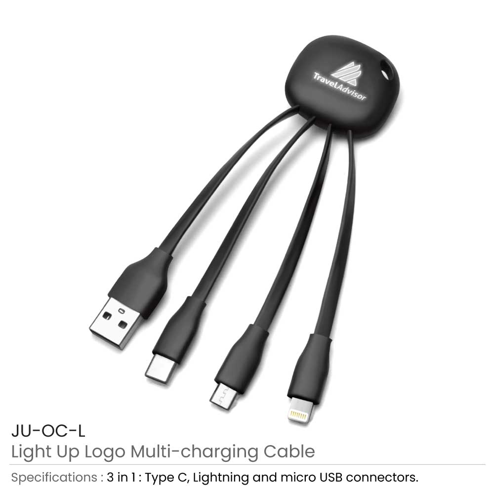 Light Up Logo Multi Charging Cable | Promotional Gifts Suppliers