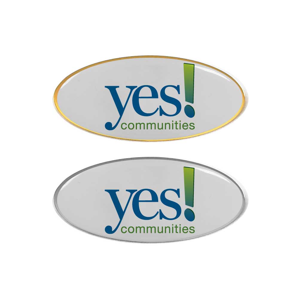 Oval Flat Metal Badges | Promotional Gifts Suppliers