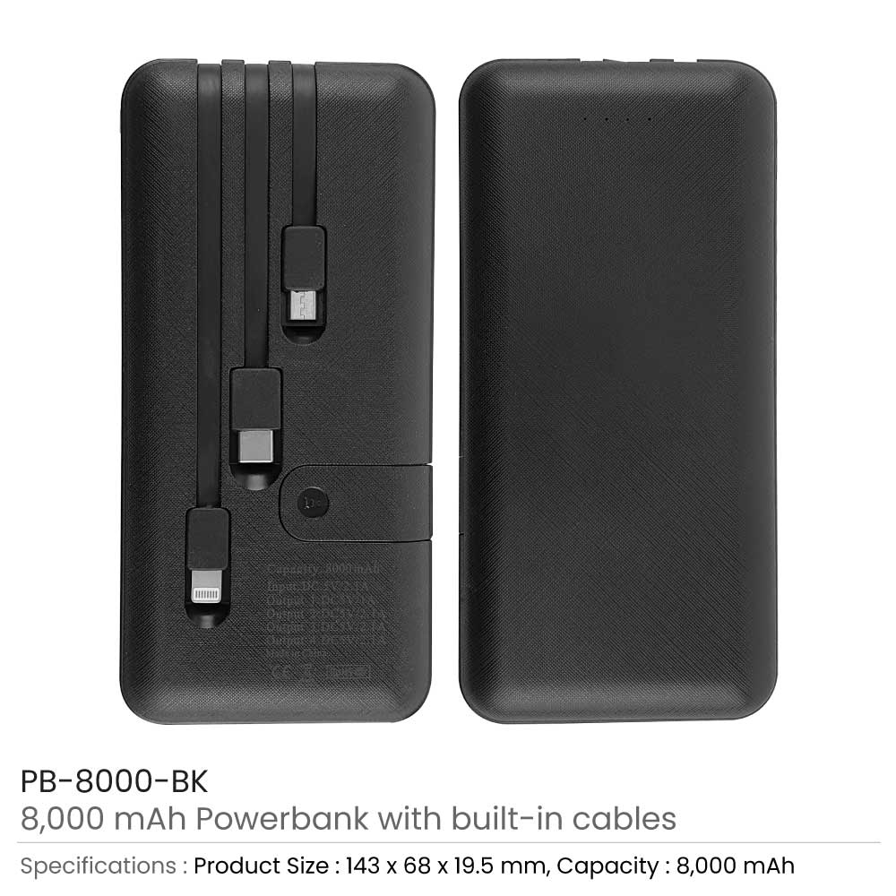 Powerbank with Inbuilt Cables | Promotional Gifts Suppliers