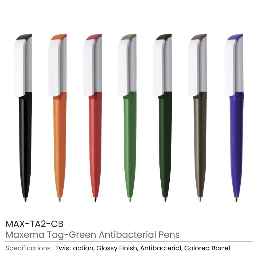 Tag Green Anti-Bacterial Pens | Promotional Gifts Suppliers