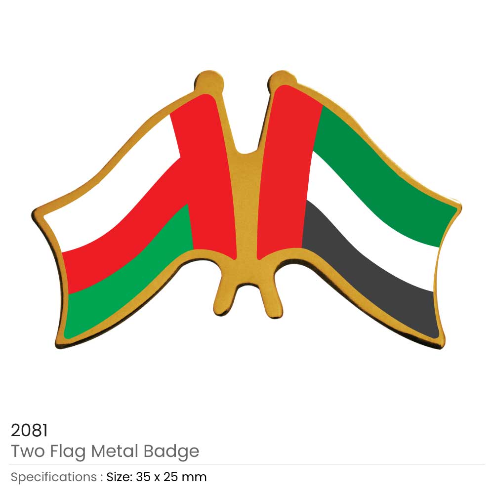 Two Flag Pin Badges | Promotional Gifts Suppliers