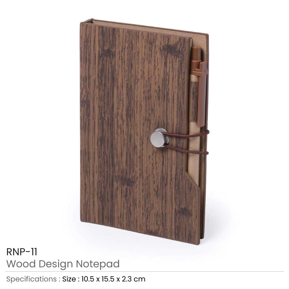 Wood Design Notebook with Sticky Note and Pen | Promotional Gifts Suppliers