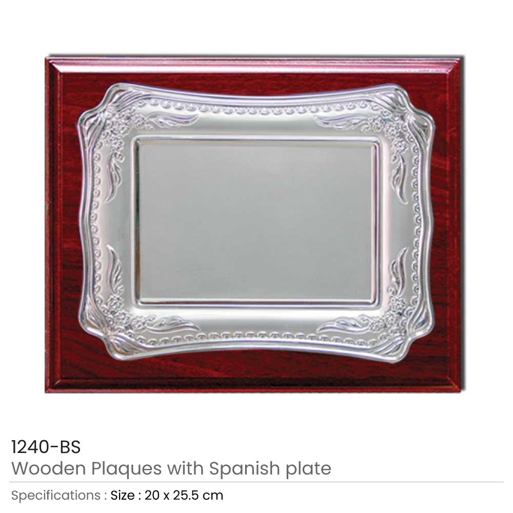 Wooden Plaques with Silver Spanish Plate | Promotional Gifts Suppliers