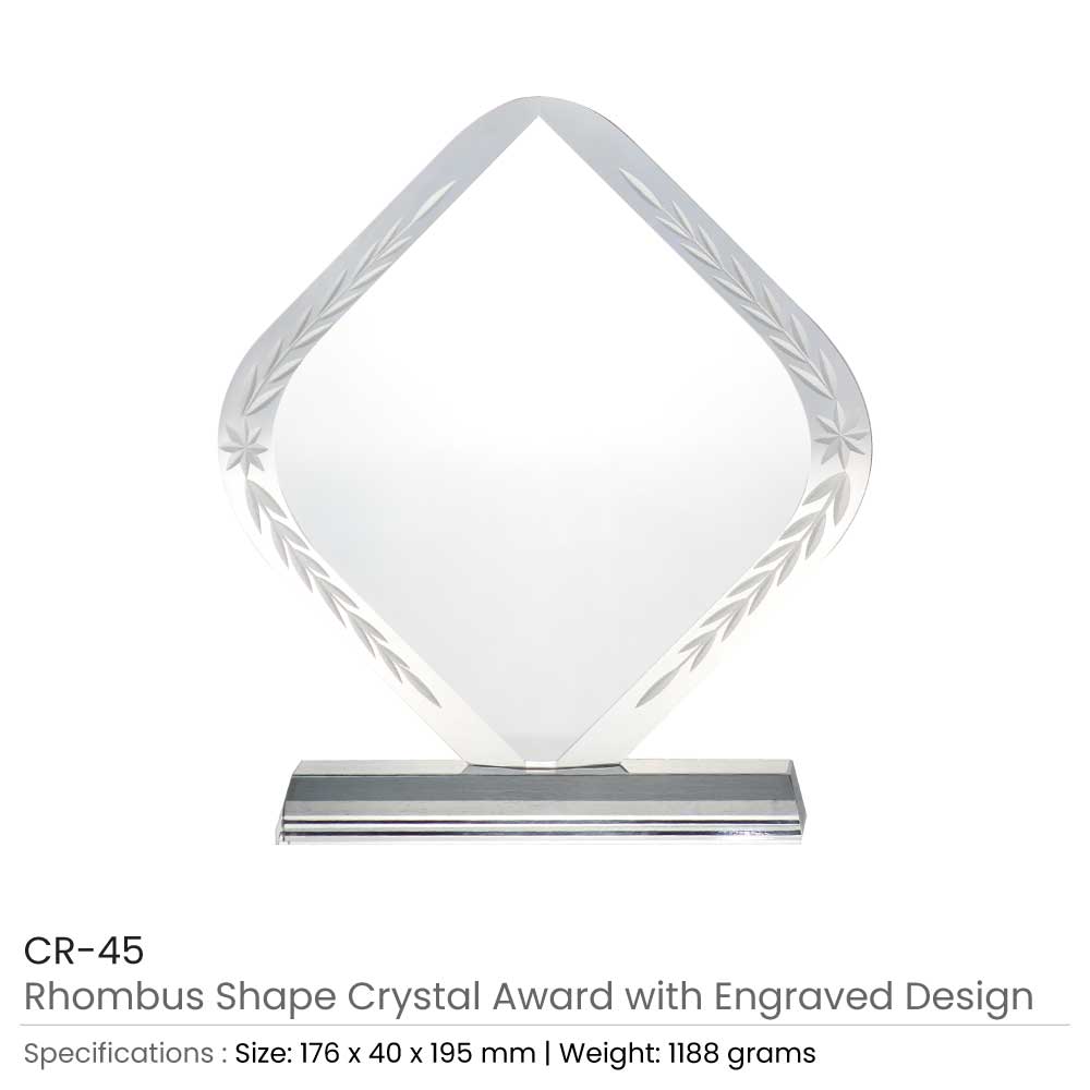 Rhombus Shaped Crystal Awards | Promotional Gifts Suppliers