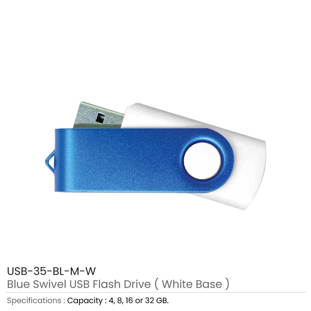 Matt Blue Swivel USB Flash Drives | Promotional Gifts Suppliers